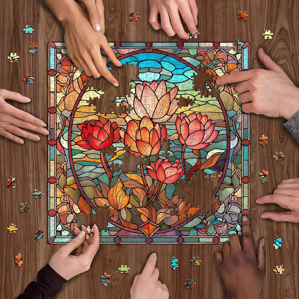 Stained Glass Flower Jigsaw Puzzle 1000 Pieces – Obviouslove